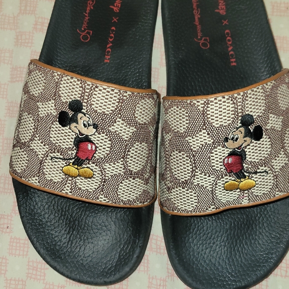 Coach | Shoes | Coach Kids Mickey Mouse Slides Black And Brown | Poshmark